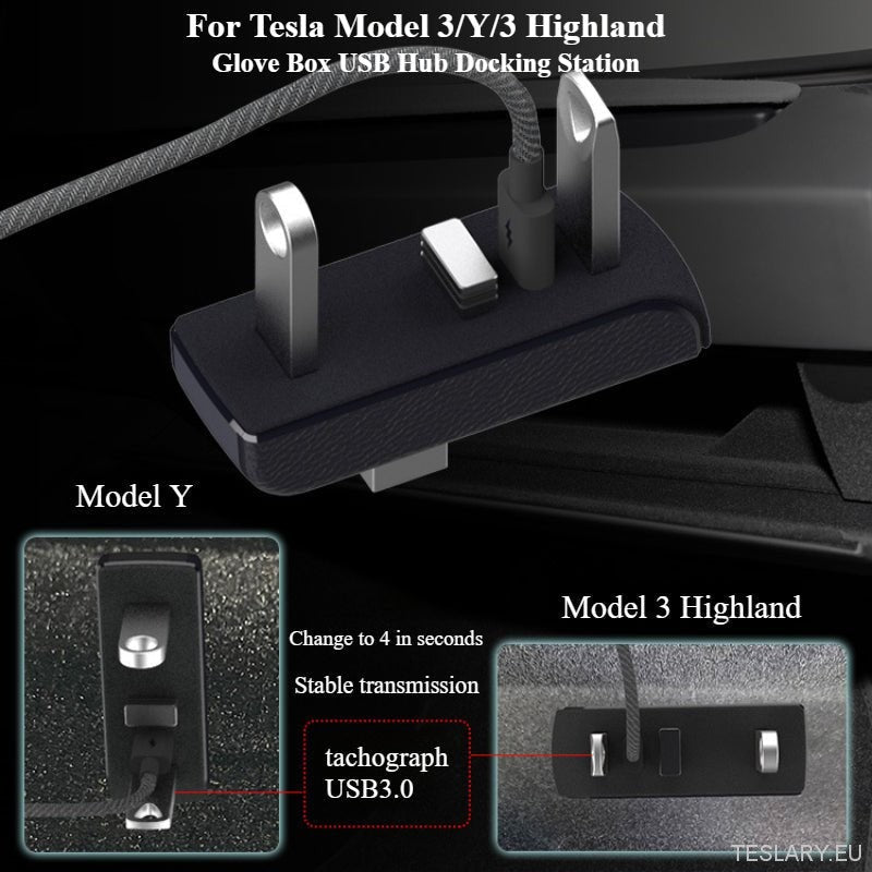 Tesla Model 3 / Y Glove Box USB Hub & Docking Station ( LEFT HAND DRIVE ...